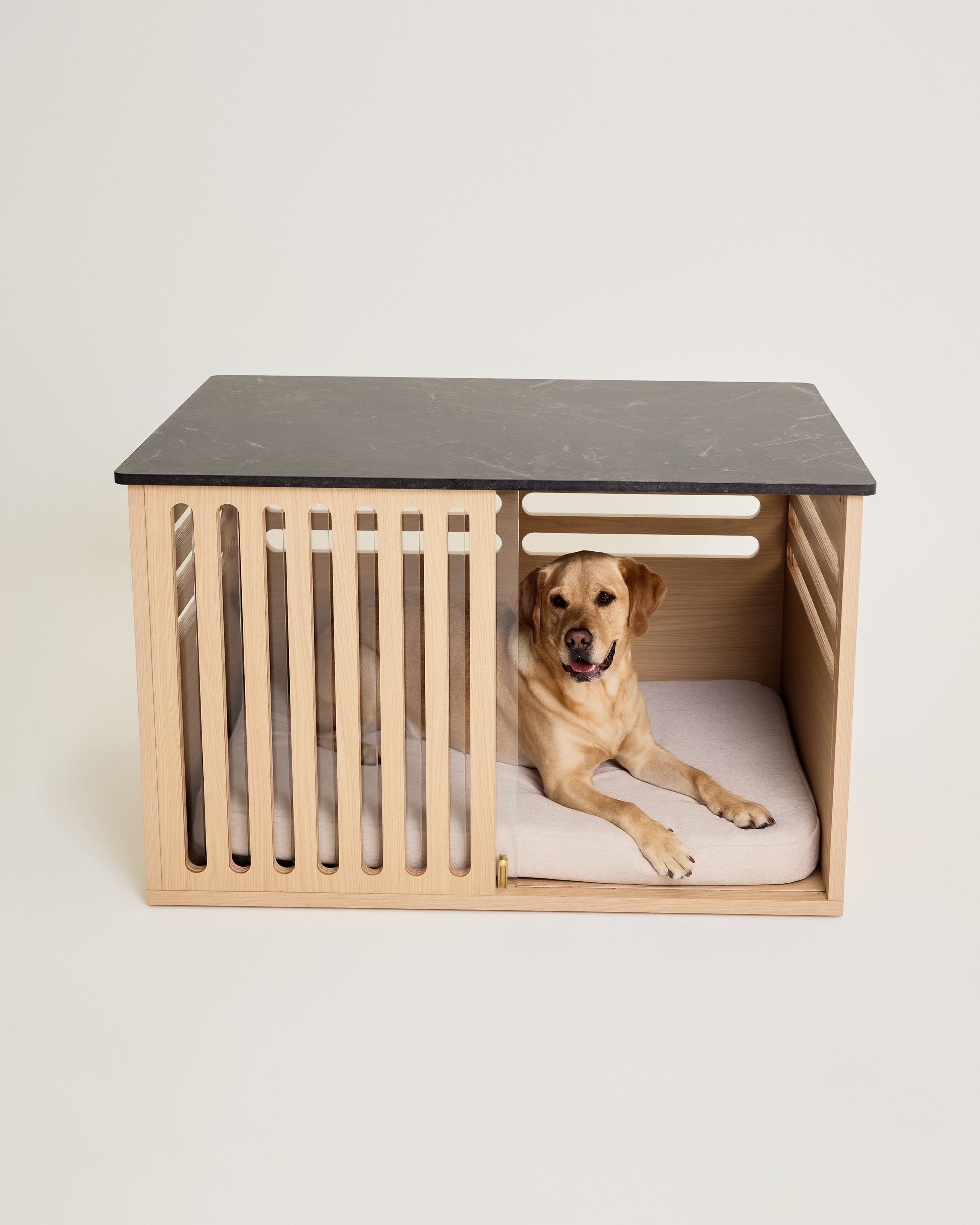 Large Buffet Table Dog Crate - Elm Black Mocha Marble – Koozi Pets